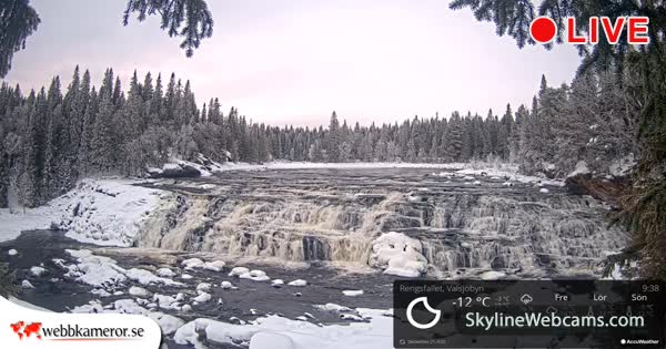 【LIVE】 Live Cam Valsjöbyn Waterfalls - Sweden | SkylineWebcams