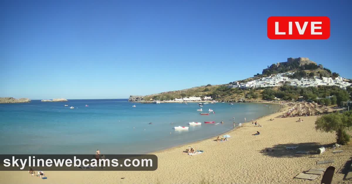 【LIVE】 Webcam Rhodos - Strand von Lindos | SkylineWebcams