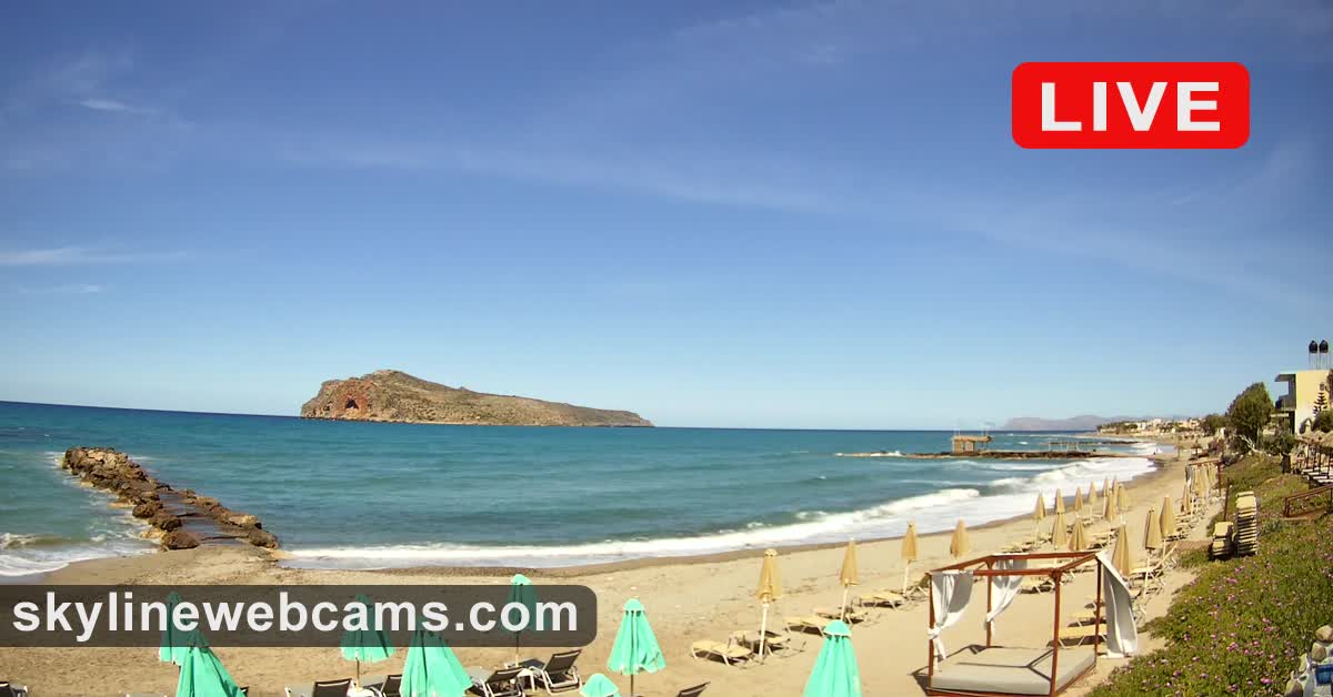 【LIVE】 Webcam Agia Marina Beach | SkylineWebcams